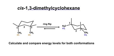 Solvedcis 13 Dimethylcyclohexane Ring Flip Hc Eq Ch3 Ax Ch3 Eq Ch3