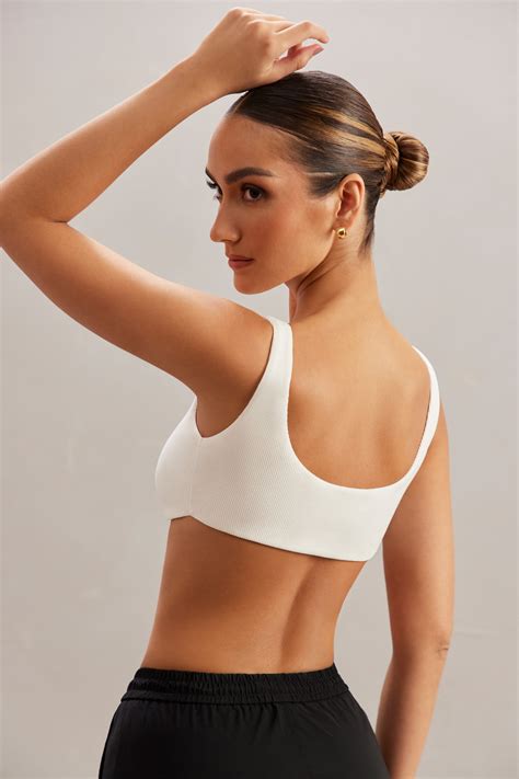 Kaiya Plunge Neck Bralette In Ivory Oh Polly