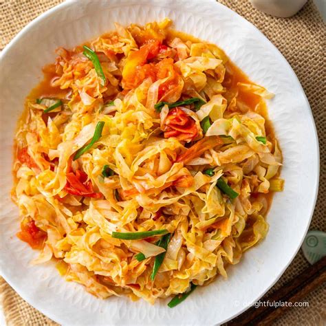 15 Minute Stir Fried Cabbage With Tomato Delightful Plate