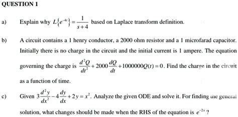 Question Explain Why Le Based On Laplace Transform Definition 54 B A