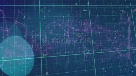 Animation Of Digital Grid Overlaying Abstract Data Visualization On Blue Background Stock Video