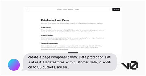 create a page component with data protection data at rest all
