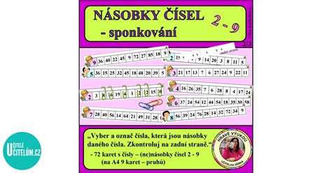 NÁsobky ČÍsel 2 9 Sponkování Matematika Učiteléučitelům Cz