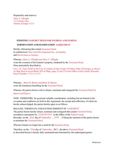 Towns County Termination Cancellation Of Easement Right Of Way Form