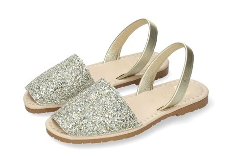 Womans Cushioned Abarcas Glitter Silver Gold Ria Menorca