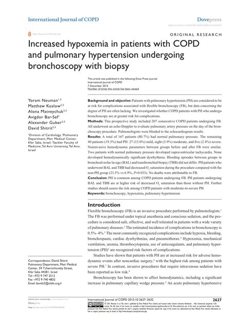 Pdf Increased Hypoxemia In Patients With Copd And Pulmonary Hypertension Undergoing