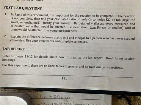 Post Lab Questions 1 In Part 1 Of This Experiment