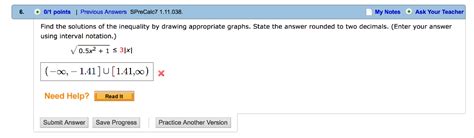 solved find the solutions of the inequality by drawing