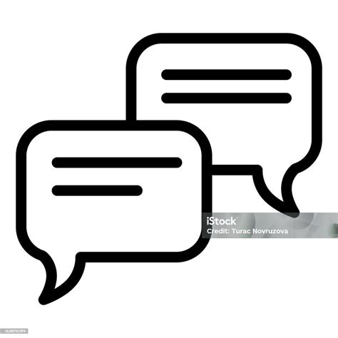 말풍선 라인 아이콘입니다 통신 및 채팅 메시지 팝업 기호 흰색 배경에 윤곽선 스타일 픽토그램 비즈니스 토크 사인 모바일 개념 웹 디자인 벡터 그래픽 Brand Name