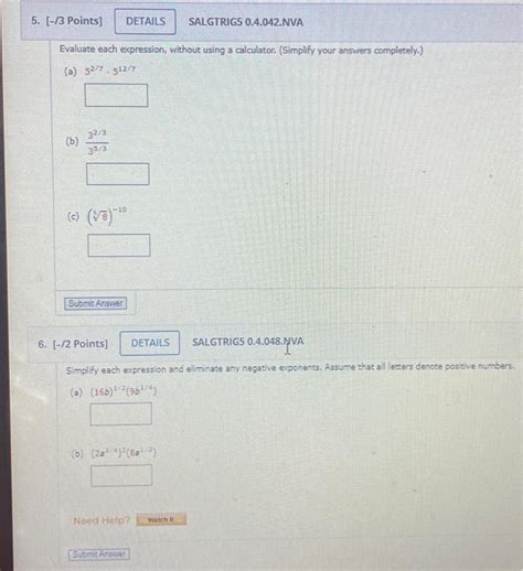 solved evaluate each expression without using a calculator
