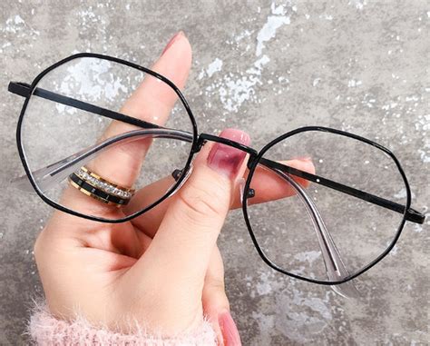 Oversized Metal Plain Glasses Anti Blue Ray Eyewea Grandado