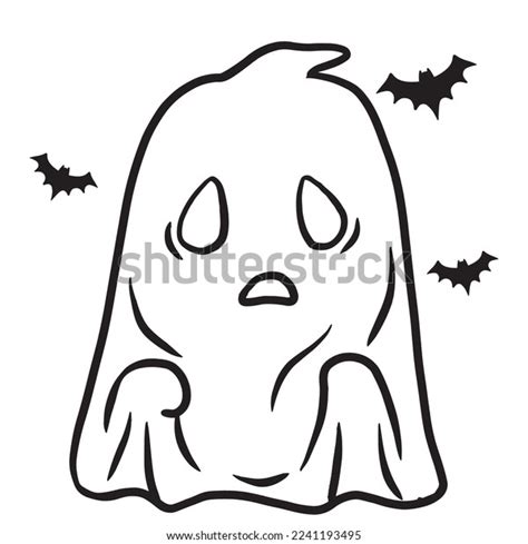 Coloring Cute Ghost Bat Cartoon Vector Stock Vector Royalty Free 2241193495 Shutterstock