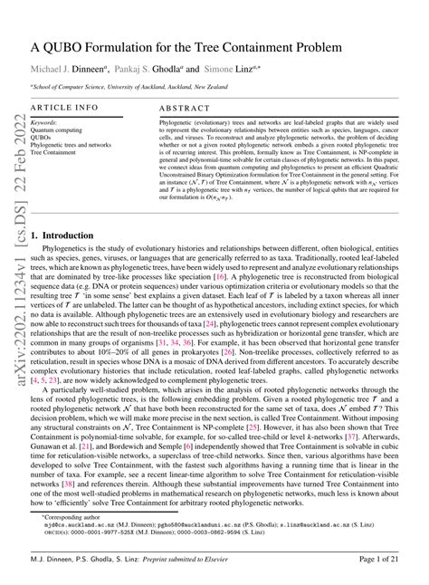 PDF A QUBO Formulation For The Tree Containment Problem