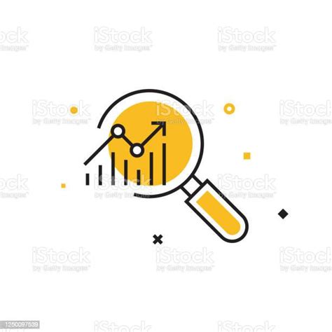 Stock Market Analysis Flat Line Icon Outline Vector Symbol Illustration