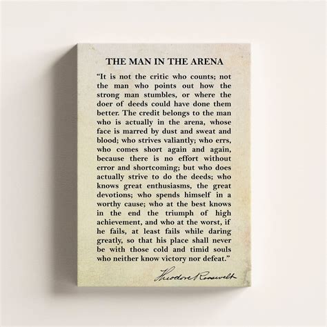 The Man In The Arena Theodore Roosevelt Quote Inspirational Poster