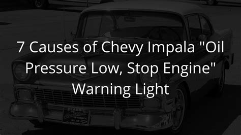 Oil Pressure Low Stop Engine Chevy