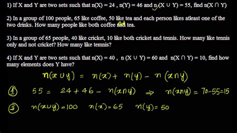 Sets Operations On Sets Practical Problems 2 Sets Youtube