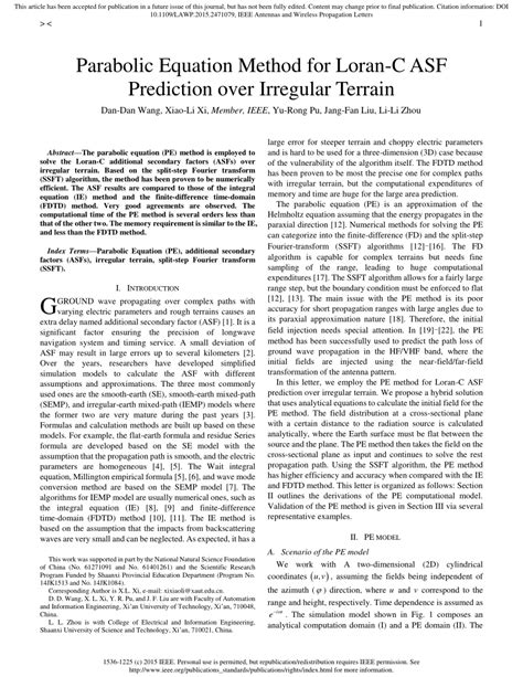 Pdf Parabolic Equation Method For Loran C Asf Prediction Over Irregular Terrain