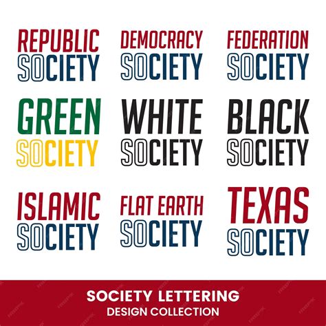 Premium Vector Set Society Typography Vector Lettering Design