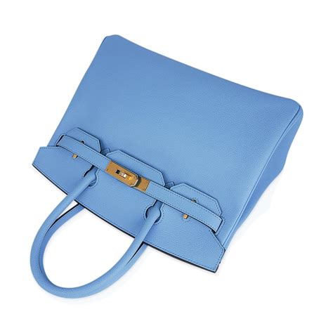 Hermes Birkin 30 Blue Celeste Bag Gold Hardware Epsom Leather At