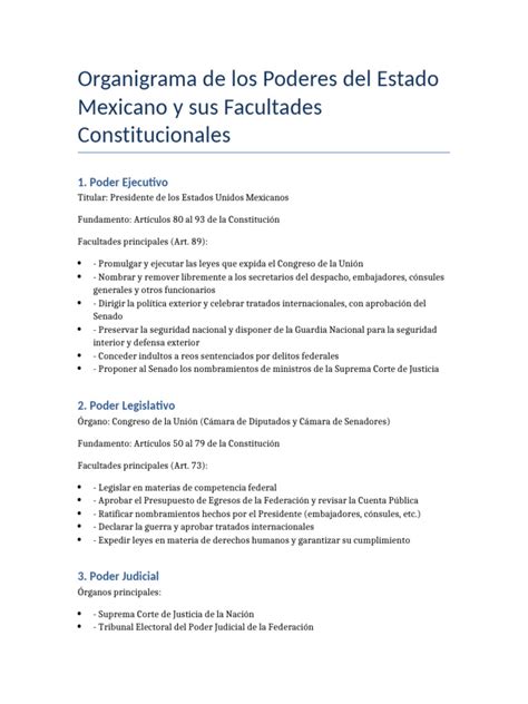 Organigrama De Los Poderes Del Estado Mexicano Pdf