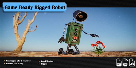 Hector 3d Model Game Ready Rigged Robot Superhive Formerly Blender