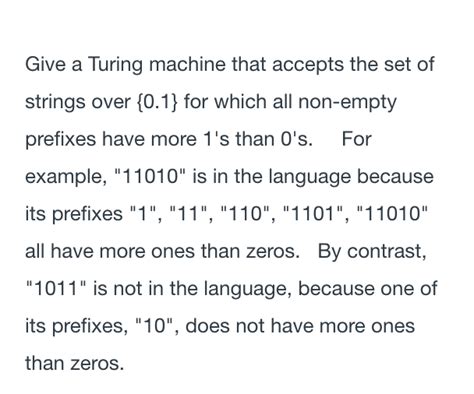 give a turing machine that accepts the set ofstrings