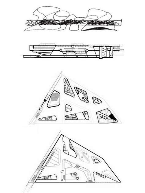 Drawings Of Phaeno Science Centre Wolfsburg Germany By Zaha Hadid