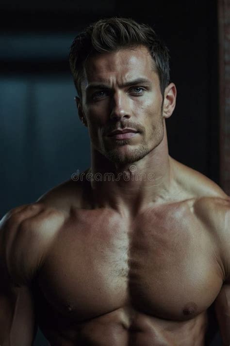 A Tall Muscular Man Confidently Poses In A Dim Gym Showcasing His