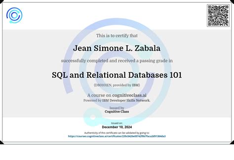 Ibm Db0101en Certificate Cognitiveclass