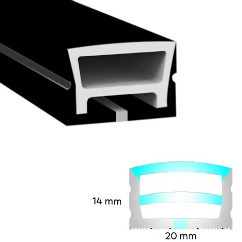 20x14mm Black Silicone Neon Led Tubing Diffuser For 12mm Light Strip [flnlt T2014 B]
