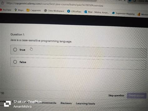 Question 1 Java Is A Case Sensitive StudyX