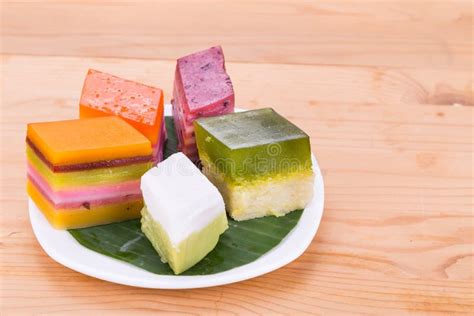 Assorted Malaysia Nyonya Kuih Kueh Served On Plate Stock Image Image