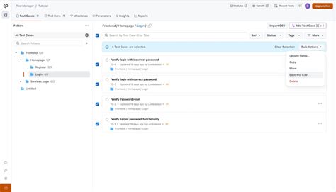 Export Test Cases Lambdatest