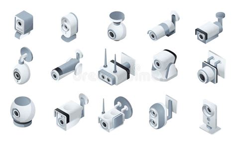 Security Cameras All Featuring Modern And Innovative Designs Stock