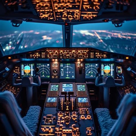 Free Cockpit Night View Image Aircraft Night Illuminated Download
