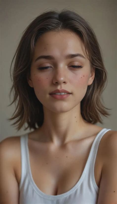 Cute Girl With Closed Eyes And Clear Skin Diffus