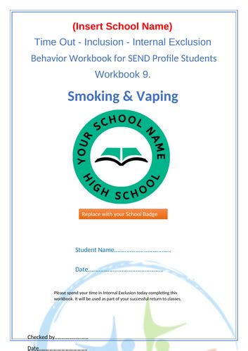 In Out School Suspension Workbook 9 Smoking And Vaping Middle High