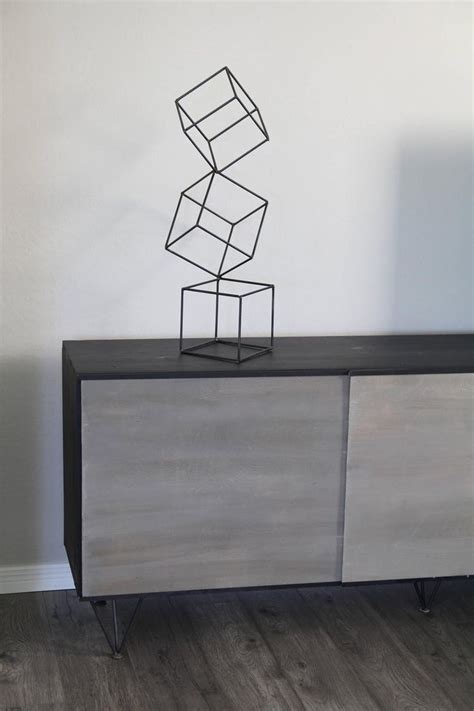Metalen Sculptuur Abstracte Kunst Moderne Retro Eenvoudige Tafel Decor Hedendaagse Geometrische