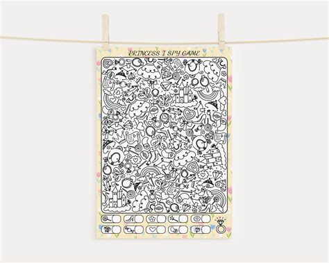 Princess I Spy Game And Colouring Girls Printable Instant Download Etsy New Zealand