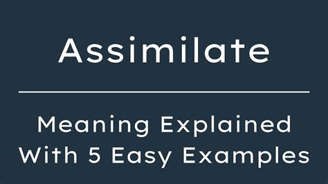 What Does Assimilate Mean Assimilate Meaning In English With 5 Example