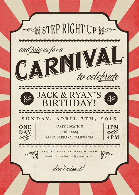 Carnival Birthday Invitation Ideas
