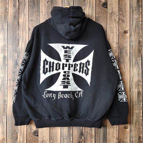 Rare Vintage 90s Distressed West Coast Choppers Hoodie Choppers
