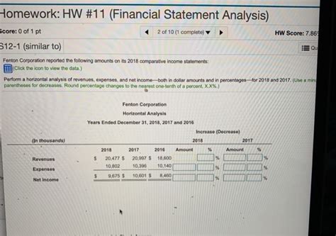 Solved Homework Hw 11 Financial Statement Analysis