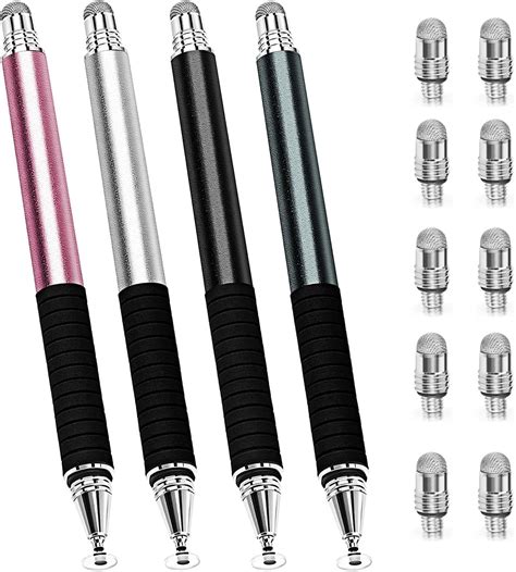Capacitive Stylus Pen 4 Pack With 10 Pcs Mesh Fiber Replacement Tips Cell Phones