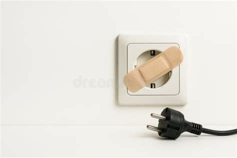 Socket With Plaster And Plug Removed Space For Text Stock Image