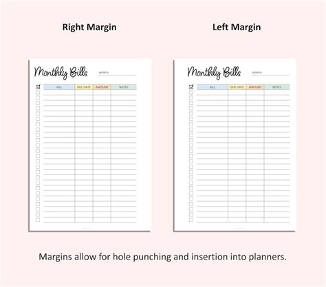 Monthly Bill Tracker Printable Editable Payment Tracker Bill Log