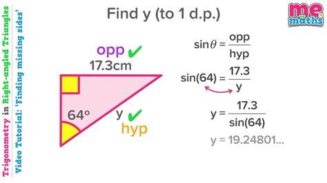 Finding Sides - Trigonometry in Right Angled Triangles (SOHCAHTOA) - Tutorial/Revision (3/5 ...