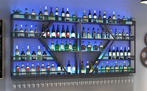 Pikysailed 94 Metal Wine Rack Wall Mounted Modern Bar