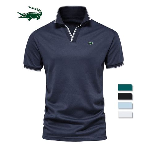 남성용 V 넥 폴로 셔츠 단색 반팔 클래식 남성 폴로 2023 신상 여름 폴로 셔츠 남성 의류 Aliexpress